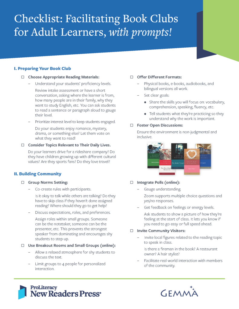 Build a Book Club, and Build a Love of Reading Among Adult Learners ...